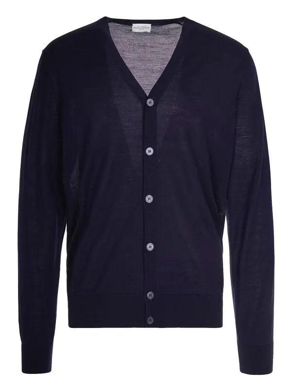 BALLANTYNE Button-front V-neck Cardigan - Navy