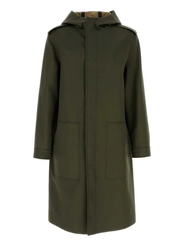 Valentino Garavani Hooded Cotton Trench Jacket - Green