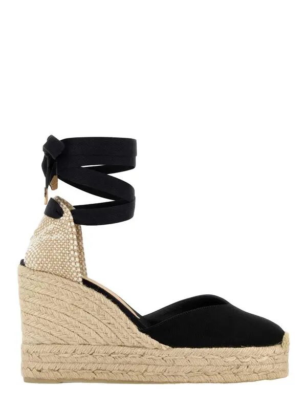 CastaÑer Canvas Wedge Espadrilles With Tie Fastening - Black