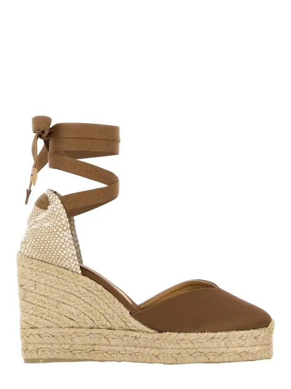 CastaÑer Mud Satin Chiara Wedges With Platform And Heel - Brown