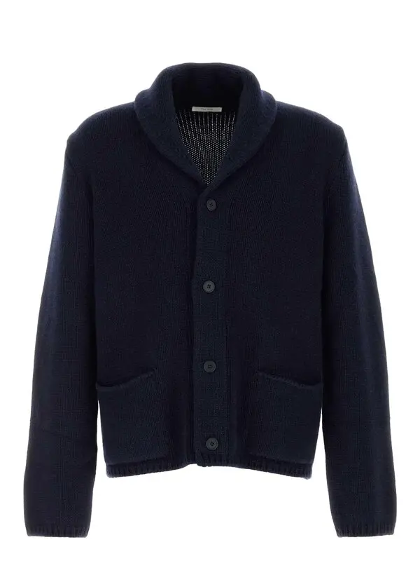 THE ROW Shawl Collar Cardigan In Cashmere-cotton Blend - Blue