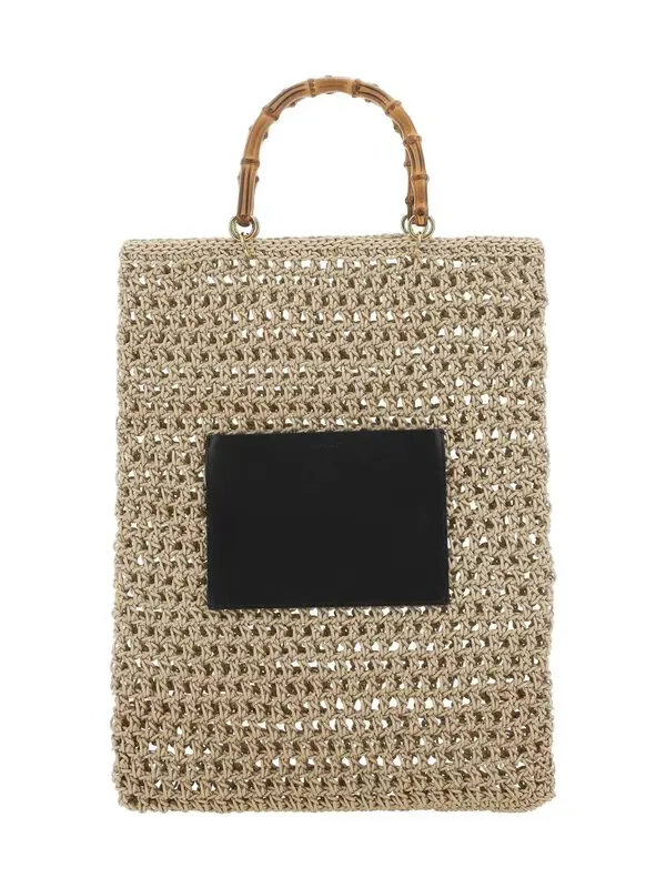 JIL SANDER Woven Tote With Bamboo Handles - Beige O Tan