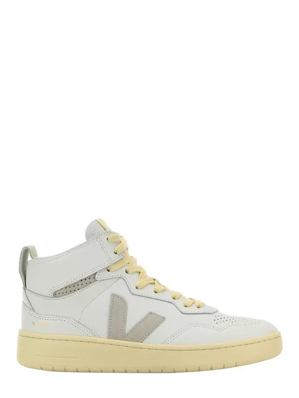 VEJA V-95 Leather High Top Sneakers - White