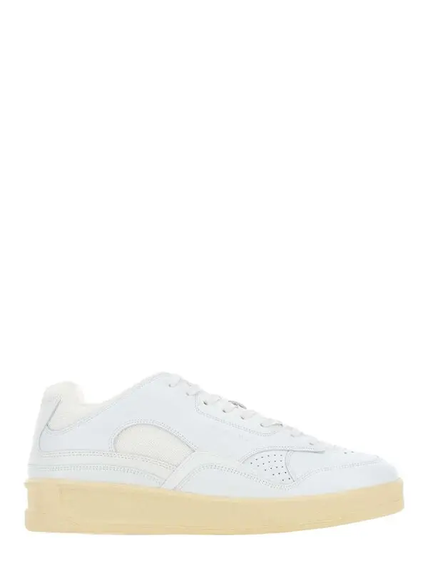JIL SANDER Basket Sneakers In Leather And Fabric - White