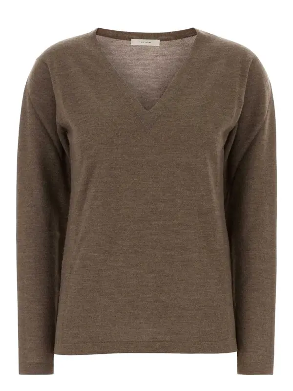THE ROW Poesis Cashmere V-neck Sweater - Brown