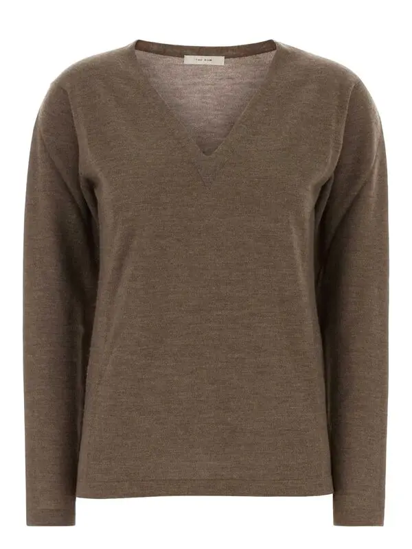THE ROW Poesis Cashmere V-neck Sweater - Brown