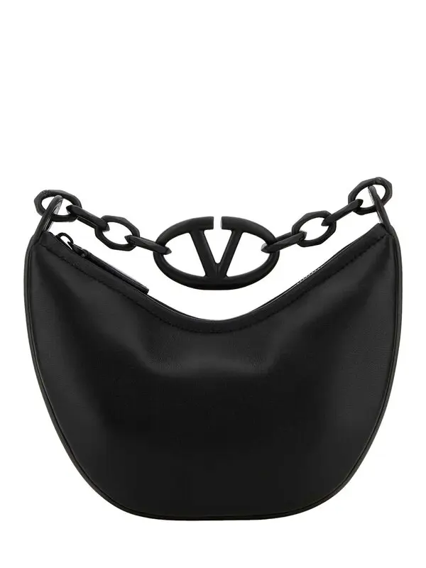 Valentino Garavani Vlogo Moon Leather Hobo Handbag - Black
