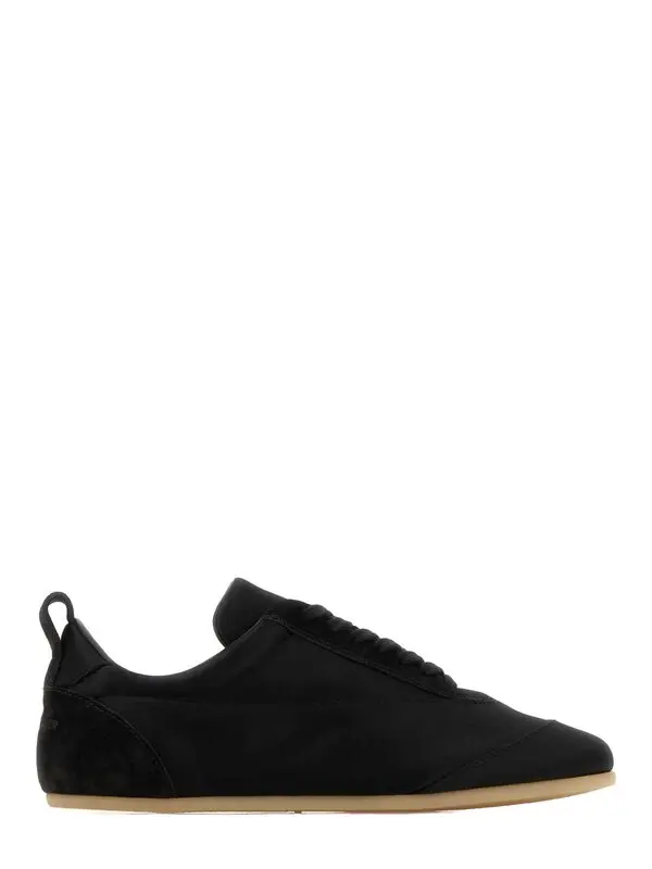 JIL SANDER Satin And Suede Lace-up Sneakers - Black