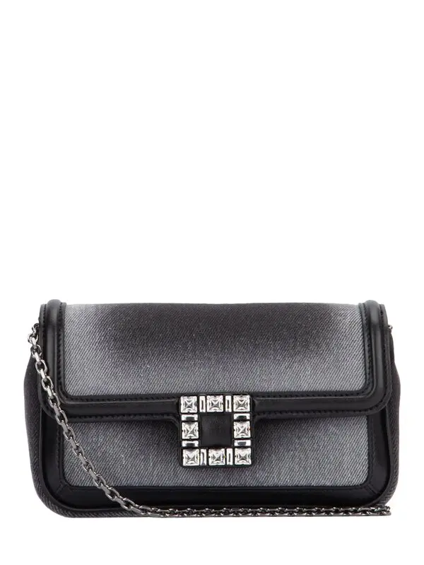 ROGER VIVIER Denim Shoulder Bag With Embellished Clasp - Nero
