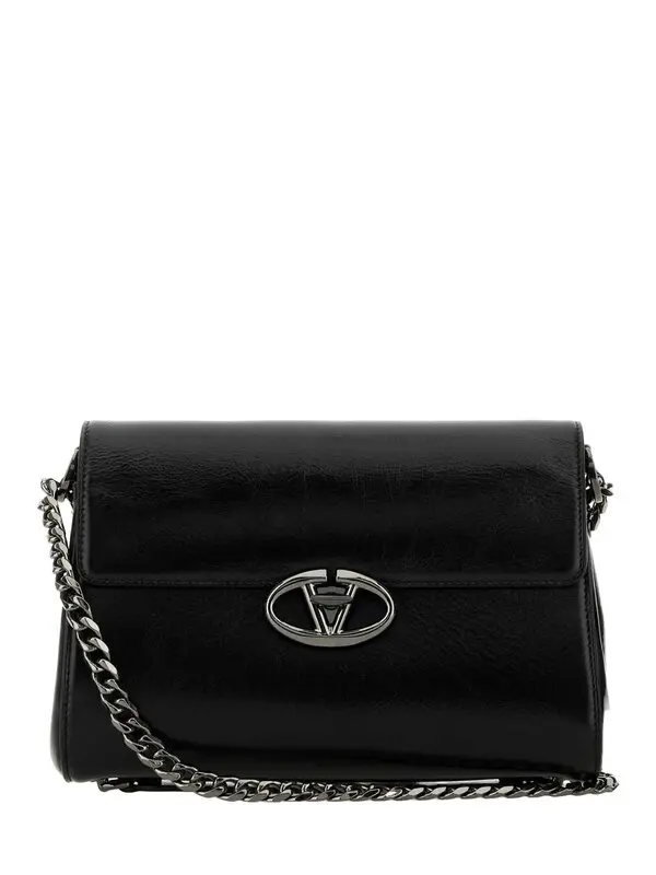Valentino Garavani Leather Vlogo Shoulder Bag - Black