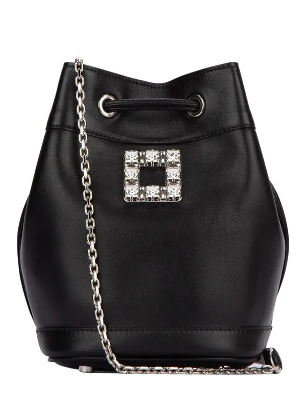 ROGER VIVIER Tres Vivier Aumonière Mini Calfskin Evening Bag - Nero