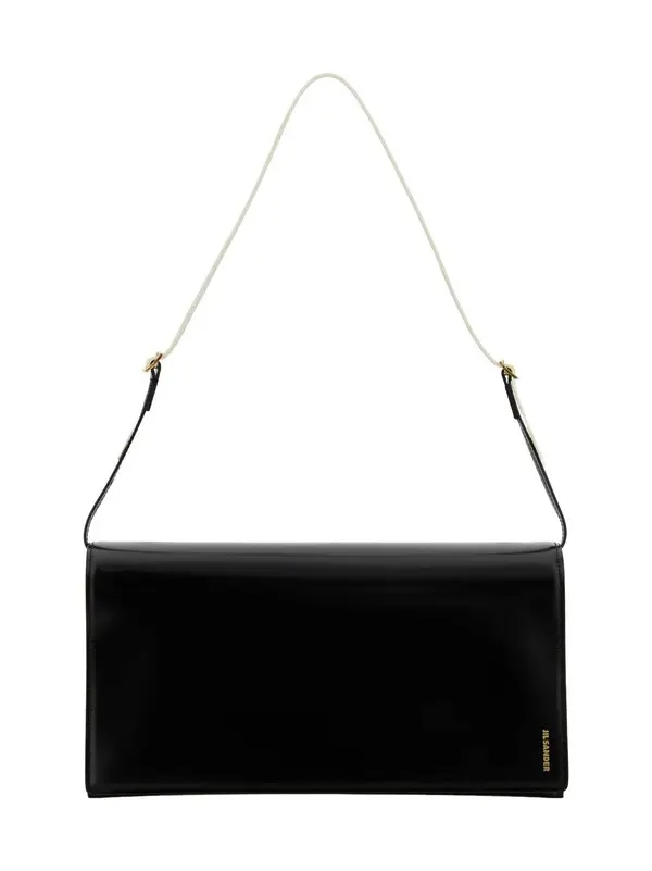 JIL SANDER Medium Leather Shoulder Handbag - Black