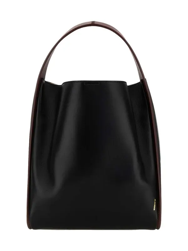 JIL SANDER Pivot Bucket Handbag In Ovine Leather - Black