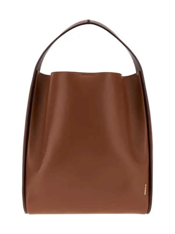 JIL SANDER Leather Bucket Handbag - Camel