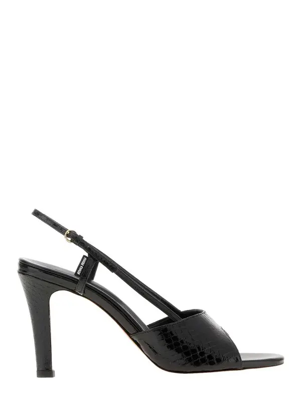 Miu Miu Leather High Heel Sandals - Black