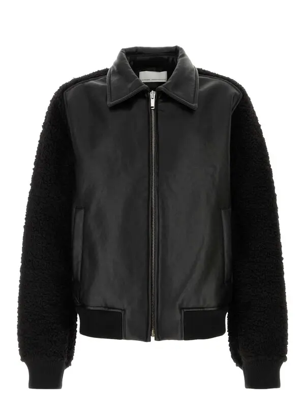 Random Identities Leather And Shearling Jacket - Black
