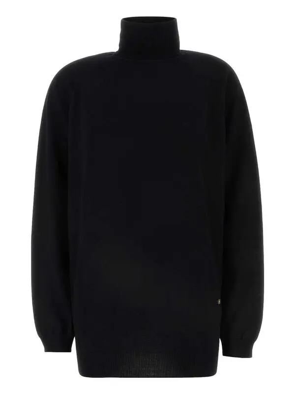 Moschino 100% Virgin Wool High Neck Sweater - Black