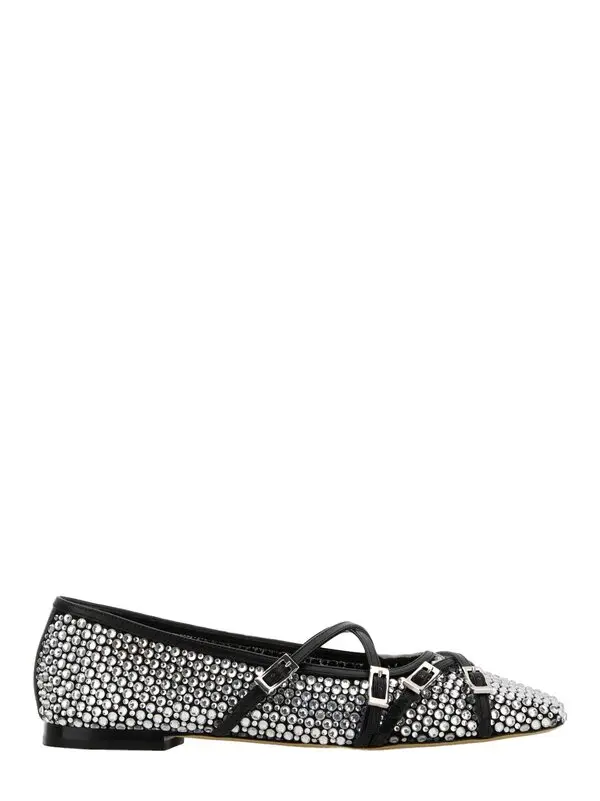 Mach & Mach Embellished Fabric Ballerinas - Silver