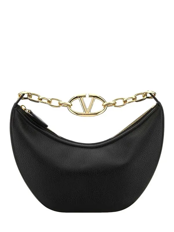 Valentino Garavani Vlogo Moon Mini Leather Hobo Handbag - Black