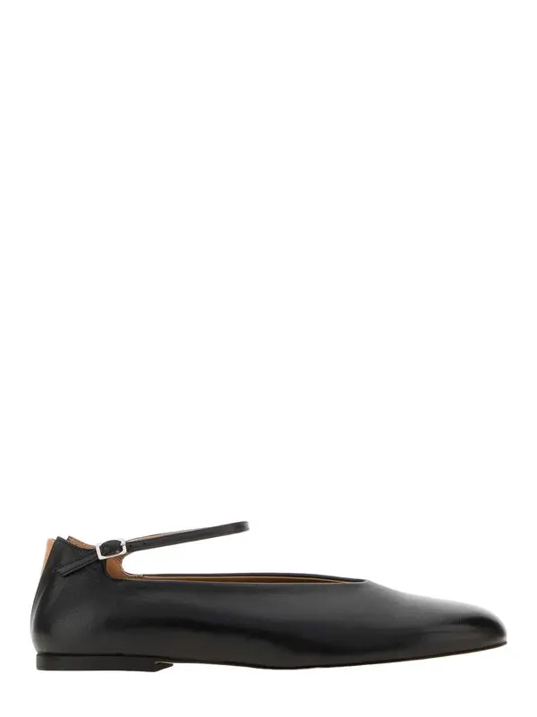 JIL SANDER Elyss" Nappa Leather Ballerinas With Ankle Strap - Black