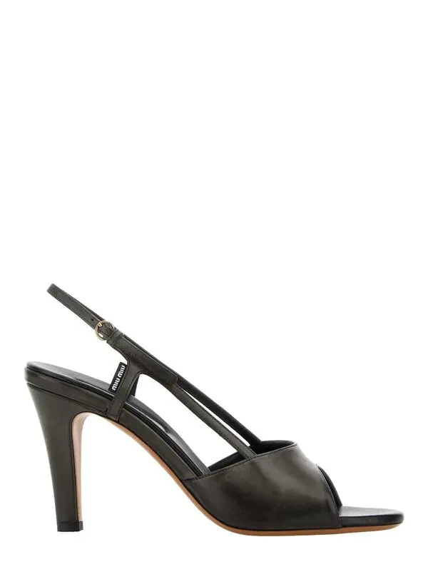 Miu Miu Leather Slingback High Heel Sandals - Black