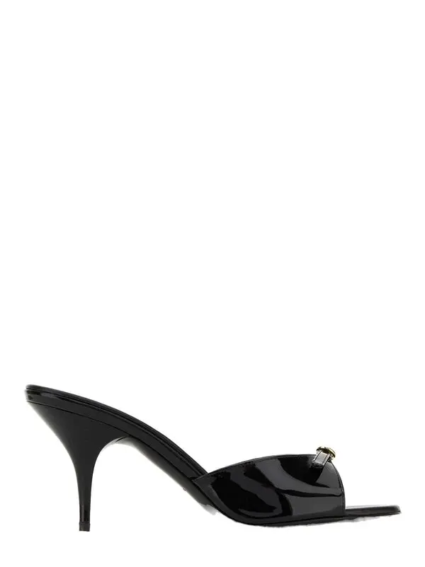 Miu Miu Leather Stiletto Sandals - Black