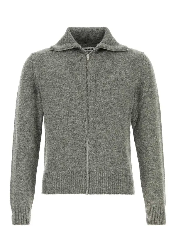 JIL SANDER Zip-up Wool-blend Cardigan - Grey