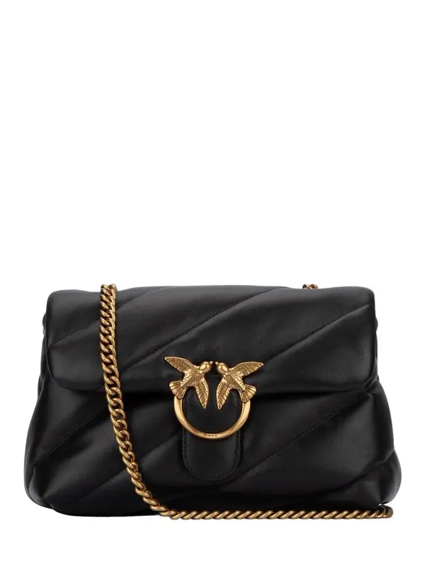 Pinko Leather Crossbody Bag With Chain Strap - Black