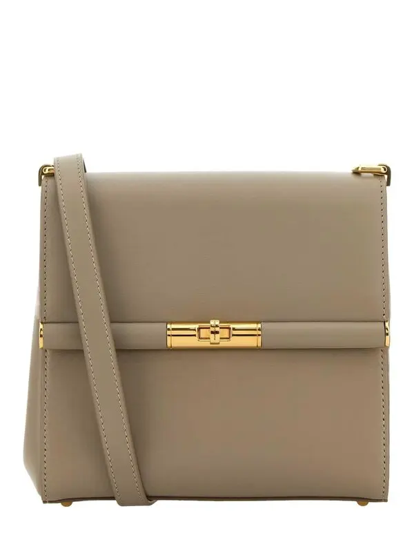Dolce & Gabbana Marlene Crossbody Handbag In Dove-grain Calf Leather - Grey