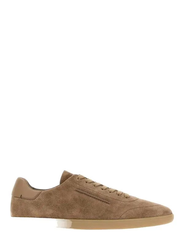 Zegna Biscuit Suede Sneaker In Leather Lining - Camel