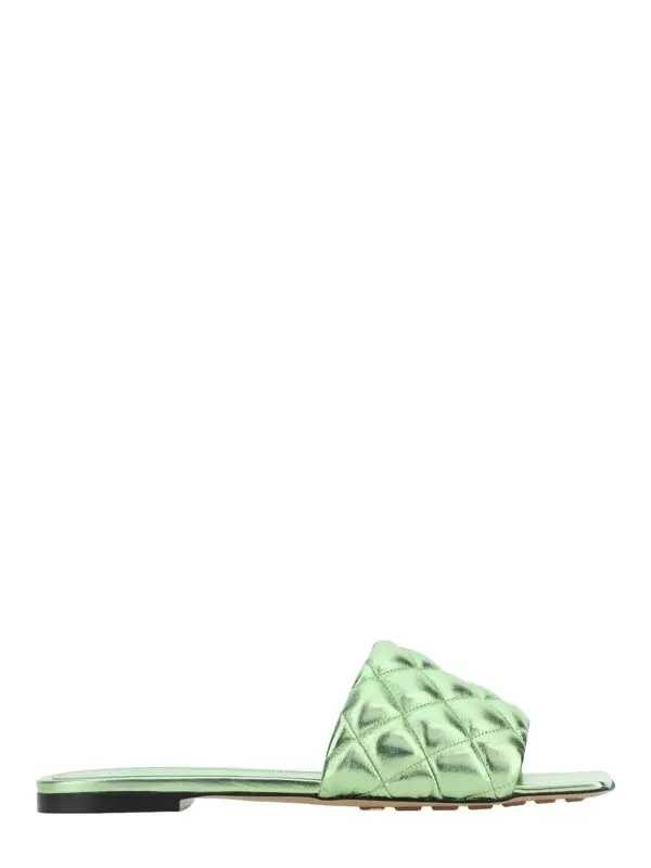 Bottega Veneta Nappa Leather Quilted Slip-on Slippers - Green