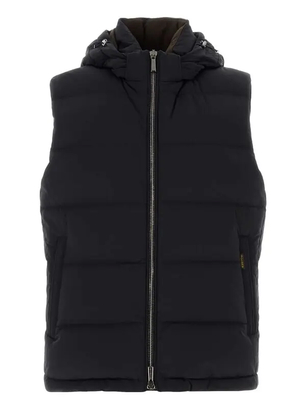 MOORER Rick Hooded Down Vest - Blue