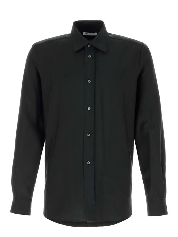 JIL SANDER Wool-mohair Blend Button-up Shirt - Black