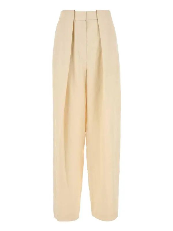 Stella McCartney Cream Viscose-linen Blend Wide-leg Pant - Yellow