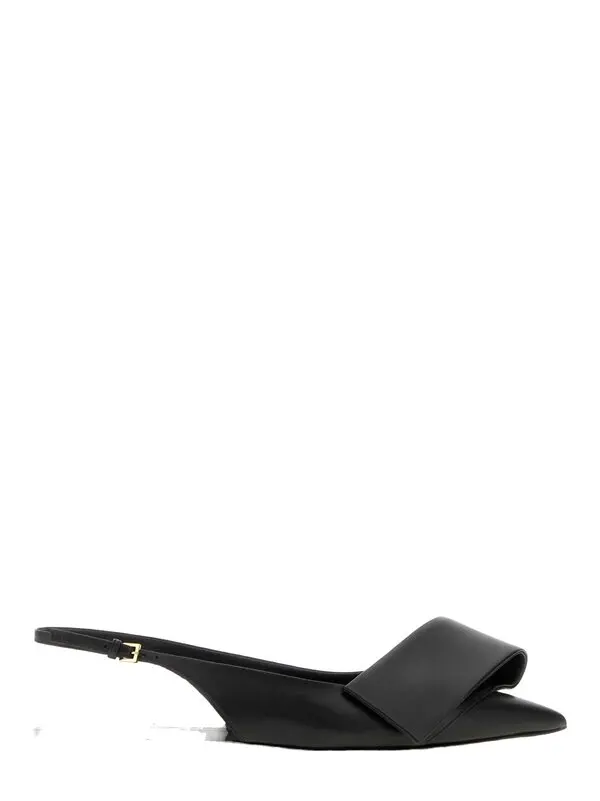 Givenchy Leather Twisted Ribbon Ballerina Flats - Black
