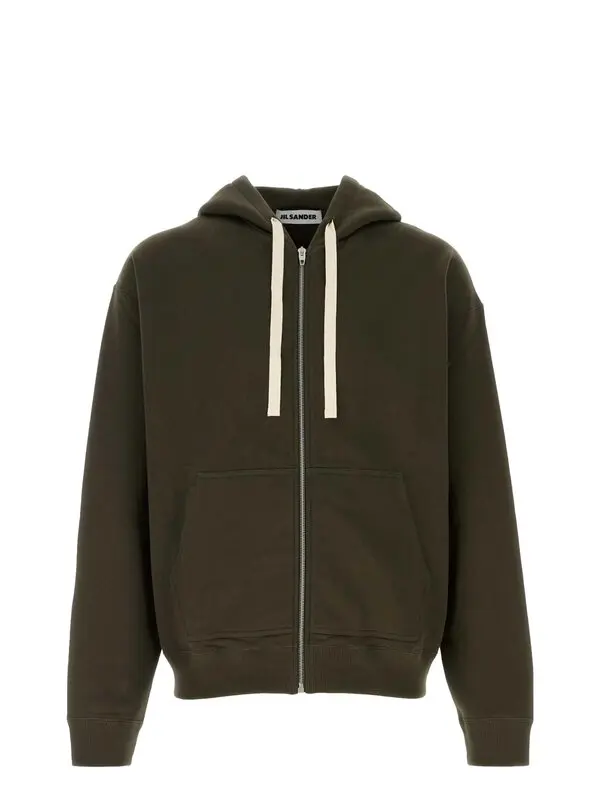 JIL SANDER Cotton Zip-up Hoodie - Green