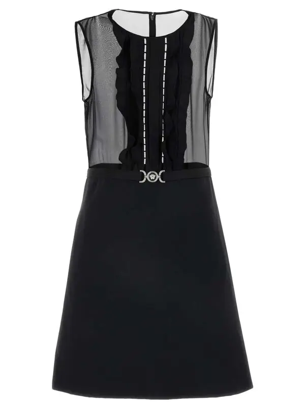 Versace Georgette Mini Dress - Black