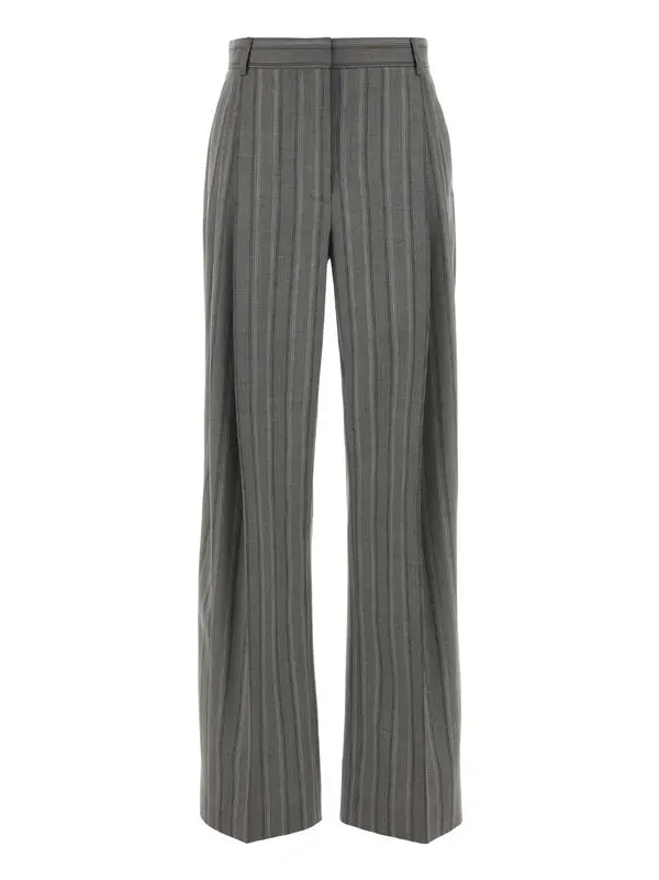 Stella McCartney Embroidered Wool Striped Tailored Trousers - Stripped