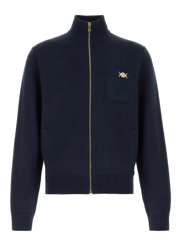 Versace Zip-up Cardigan With Medusa Detail - Blue