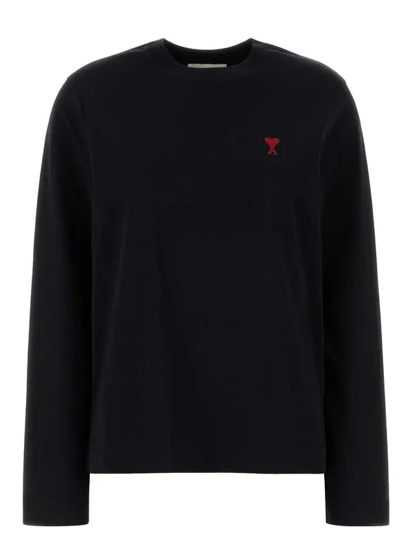 AMI Paris De Coeur" Organic Cotton T-shirt - Black