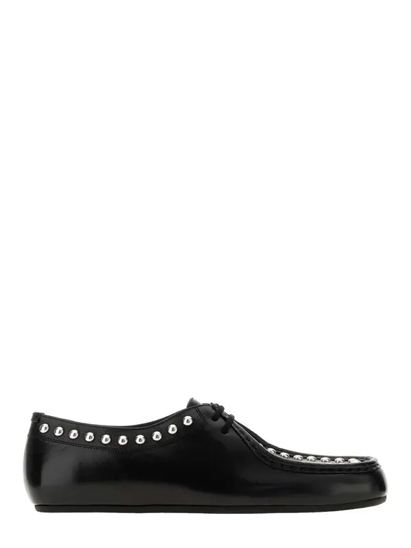 JIL SANDER Leather Lace-up Shoes With Stud Detailing - Black