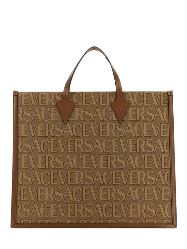 Versace Embroidered Canvas Allover Shopping Handbag - Printed