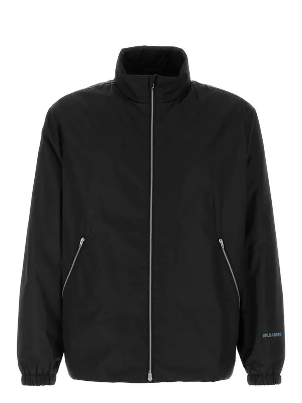 JIL SANDER Zip Up Polyester Jacket - Black