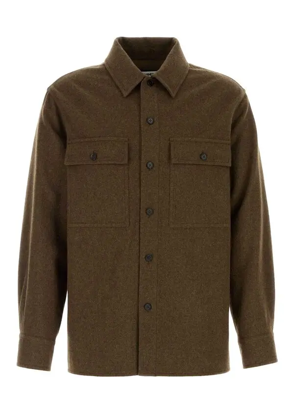 JIL SANDER Khaki Wool Shirt - Green