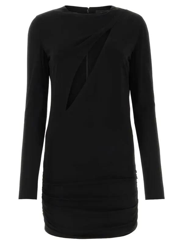 Versace Long Sleeve Stretch Viscose Mini Dress - Black