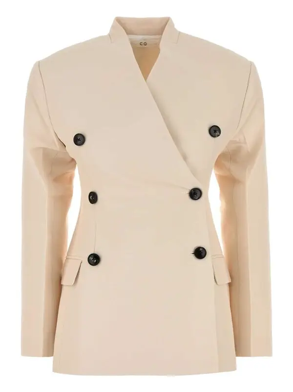 Co Viscose Blend Blazer With Virgin Wool Lining - Pink
