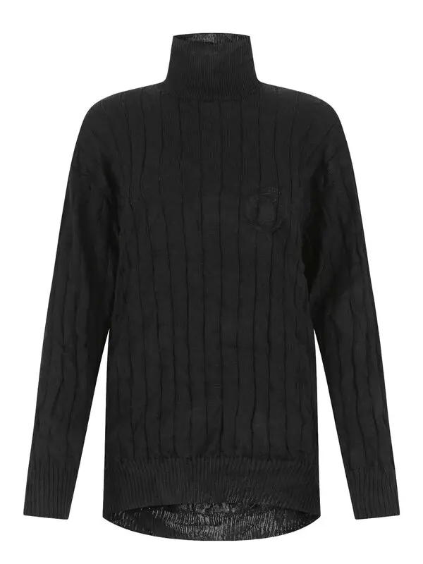 Balenciaga Oversized Ribbed Knit Sweater - Black