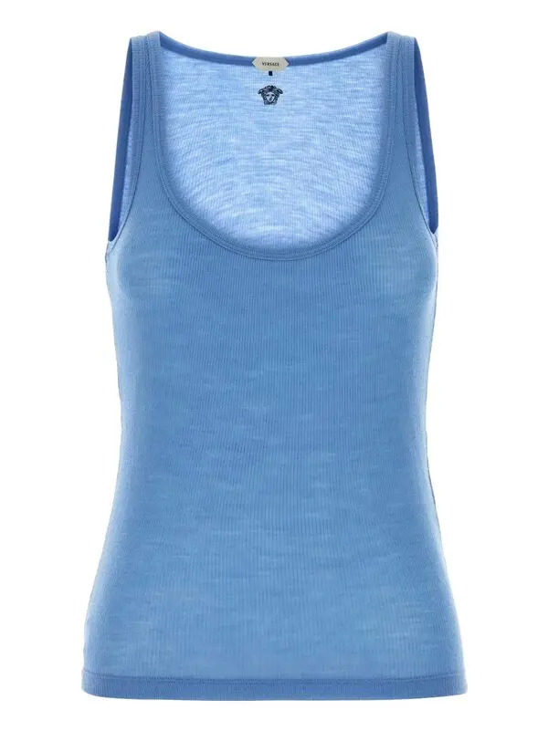 Versace Pure Virgin Wool Tank Top - Light Blue