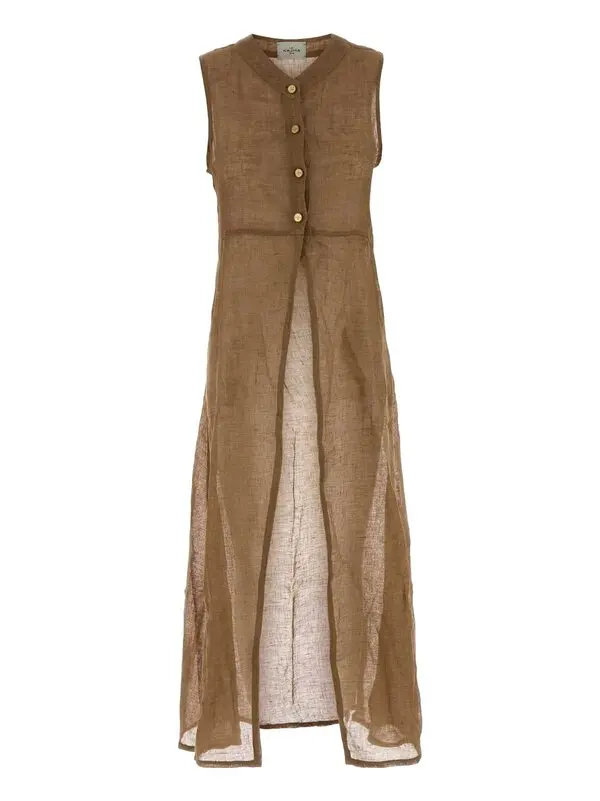 Le Kasha Biba Cardigan In Linen - Camel