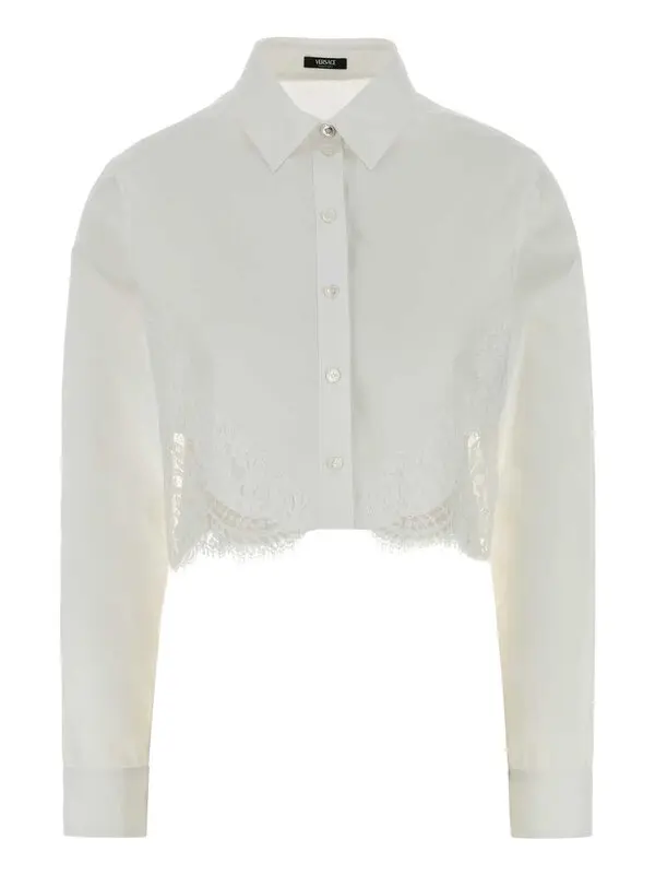 Versace Cotton-blend Poplin Shirt With Lace Trim - White